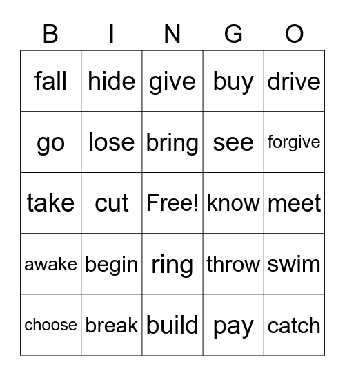 PRESENT PERFECT Bingo Card