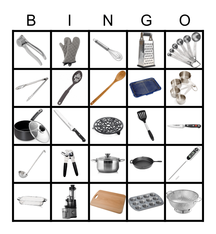 Kitchen Equipment Bingo Card