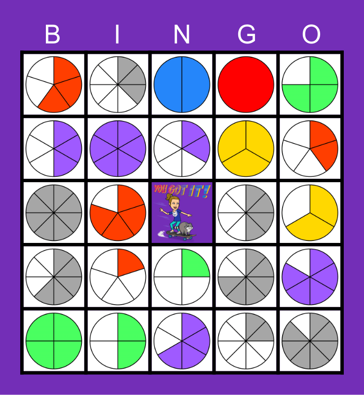 Fraction Circles Bingo Card