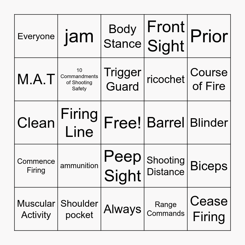 4-H Safety Manual BINGO Card