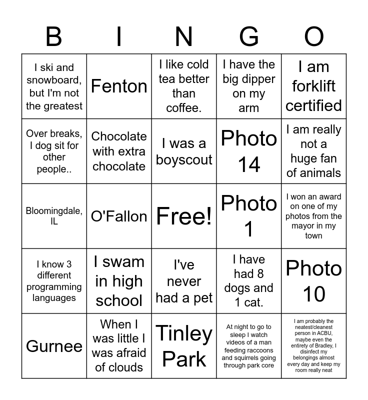 ACBU Human Bingo Card