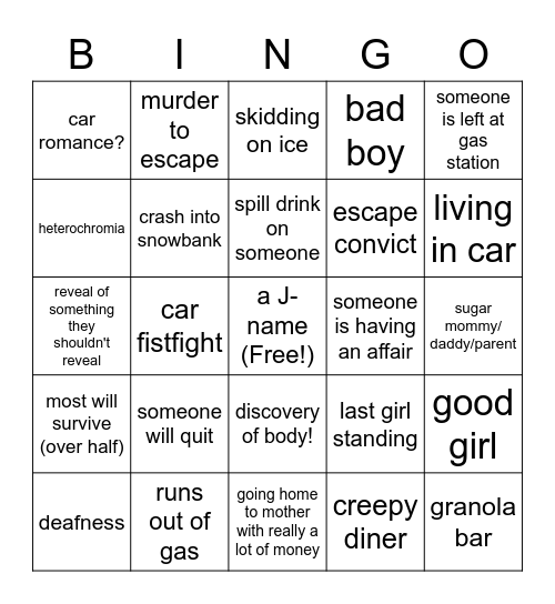 Five Total Strangers Bingo Card