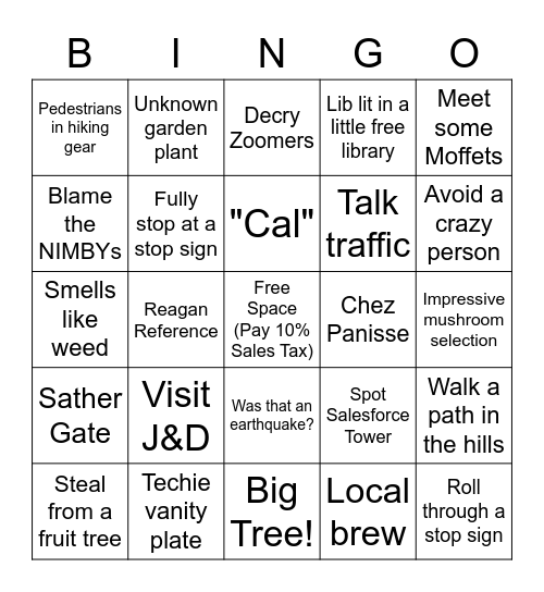Berkeley Bingo Card