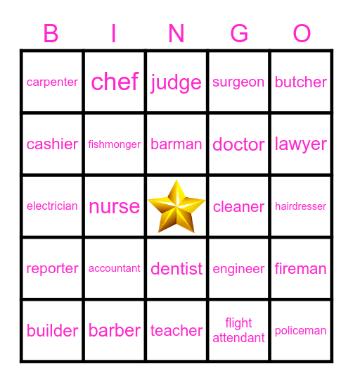 Careers Bingo Card