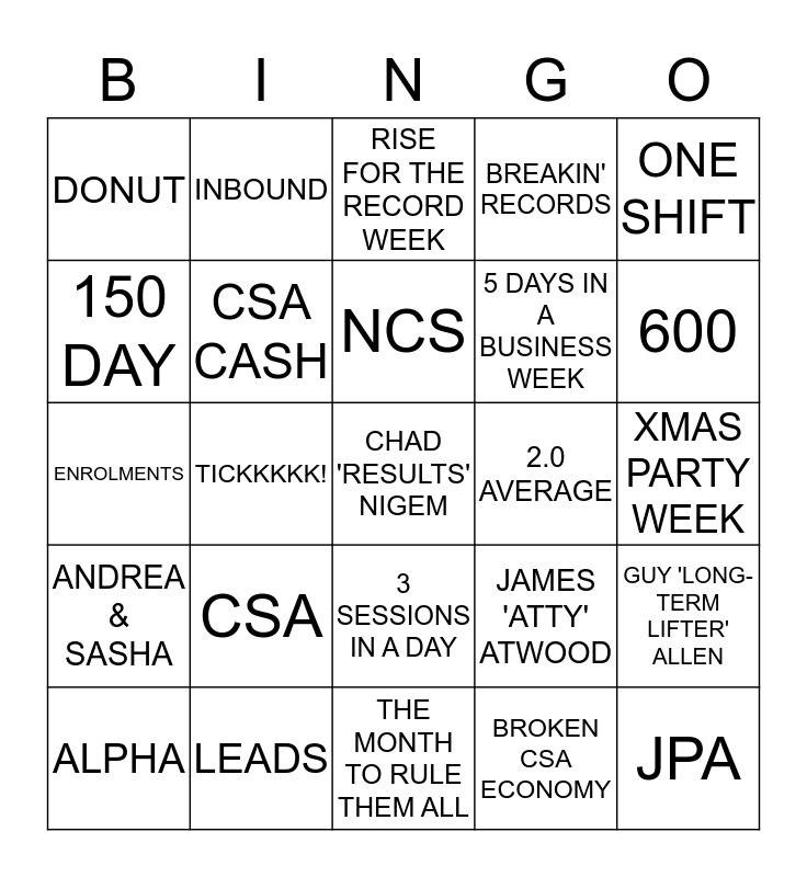 MAMMOTH THIRD SESSION BINGO Card