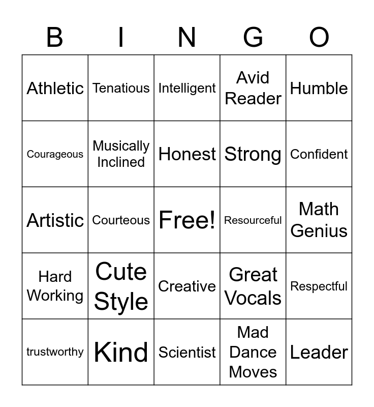 Strengths Bingo Card