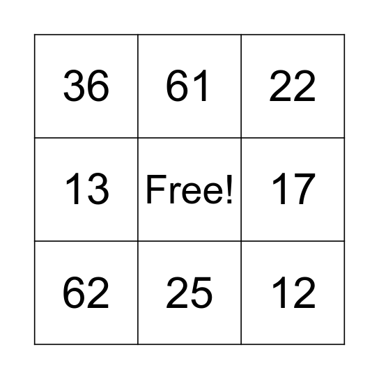 Dividing Decimal Bingo Card