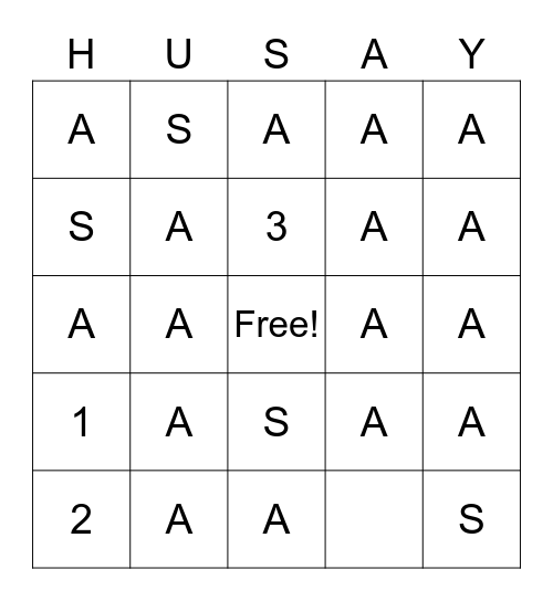 HUSAY CARD Bingo Card