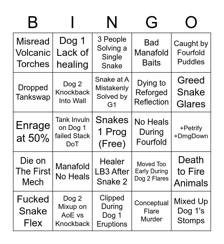 P8S Phase 1 Pain Bingo Card