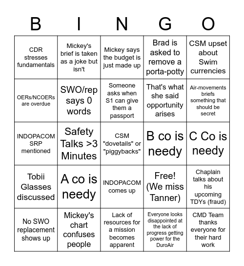 C&S Bingo Card