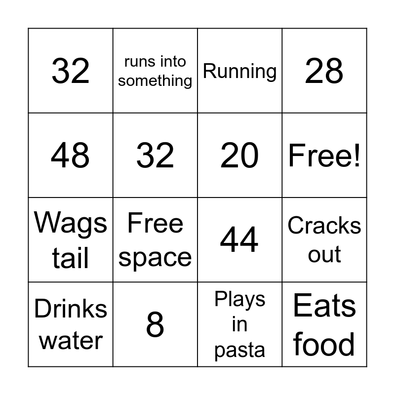 Noodle Bingo Card