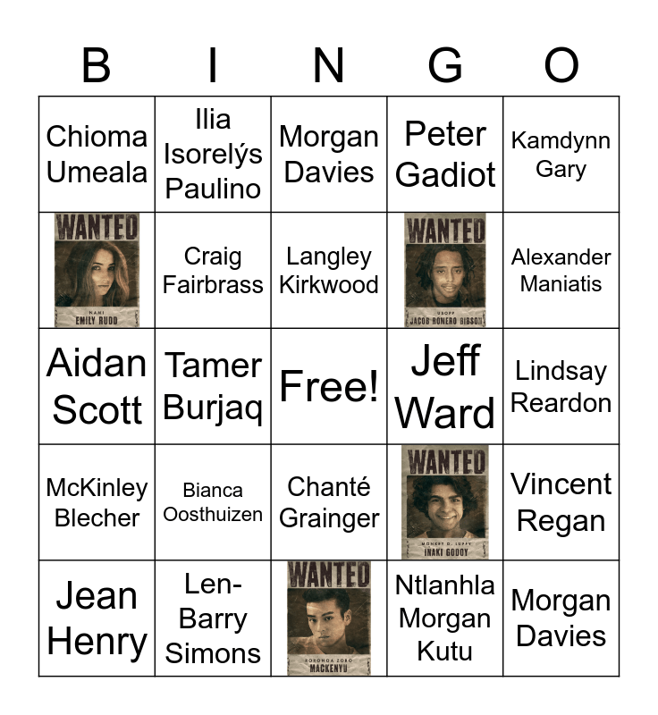 One Piece Cast Testing Card Bingo Card