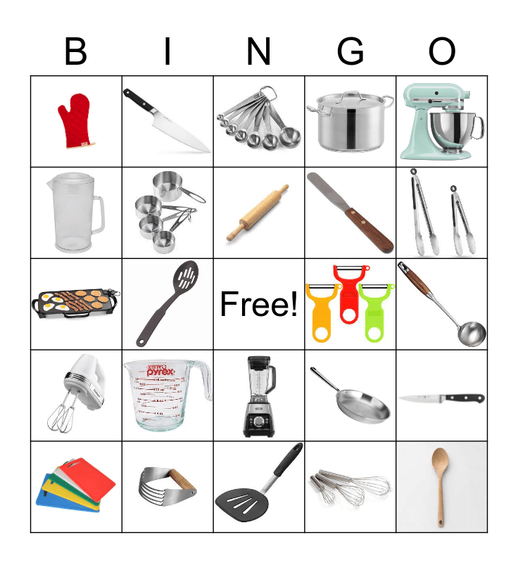 SBMSFCS-Kitchen Utensils Bingo Card
