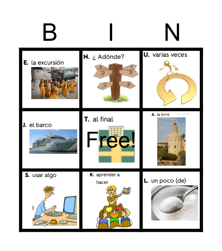 Las vacaciones Bingo Card