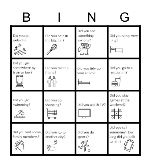 weekend bingo Card