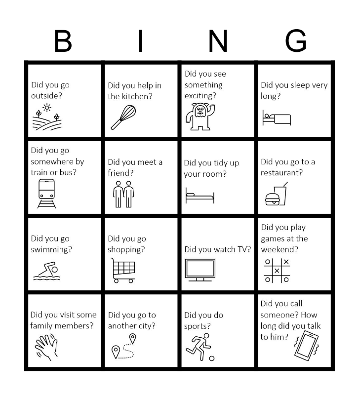 weekend bingo Card