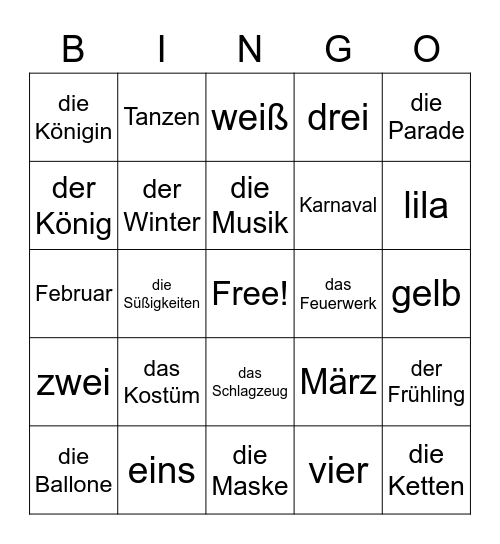 Deutsche Bingo Card