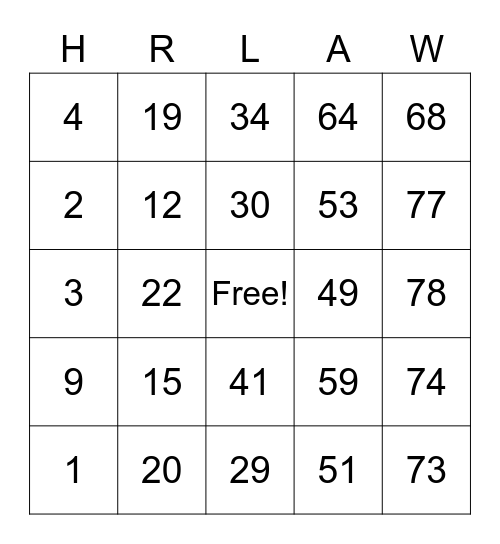 HR Bingo Card