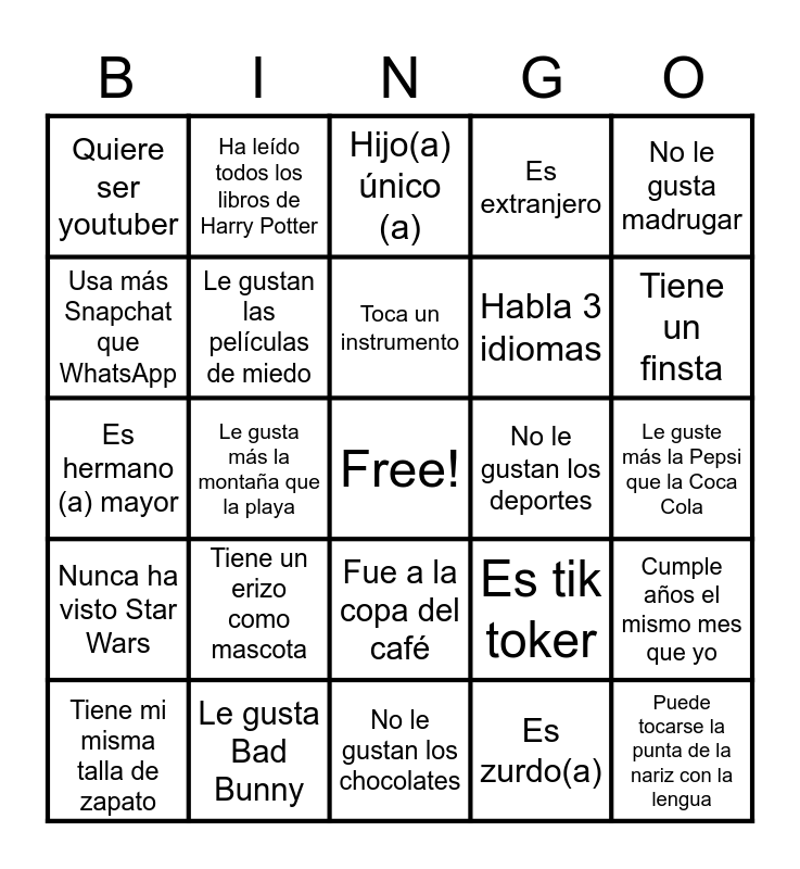 Encuentra a alguien que... Bingo Card