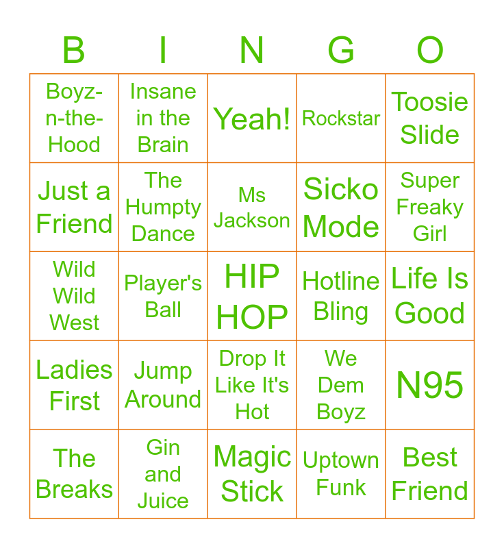 HIP HOP BY DECADE Bingo Card