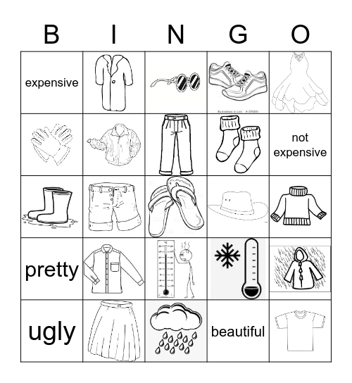 Les vêtements (clothes) Bingo Card