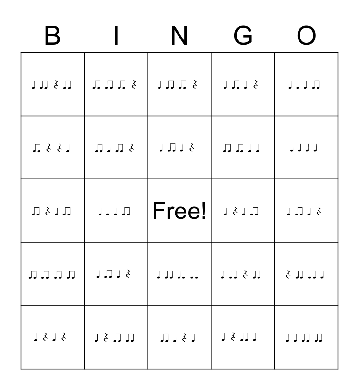 Ta Ti-Ti Rest Bingo Card