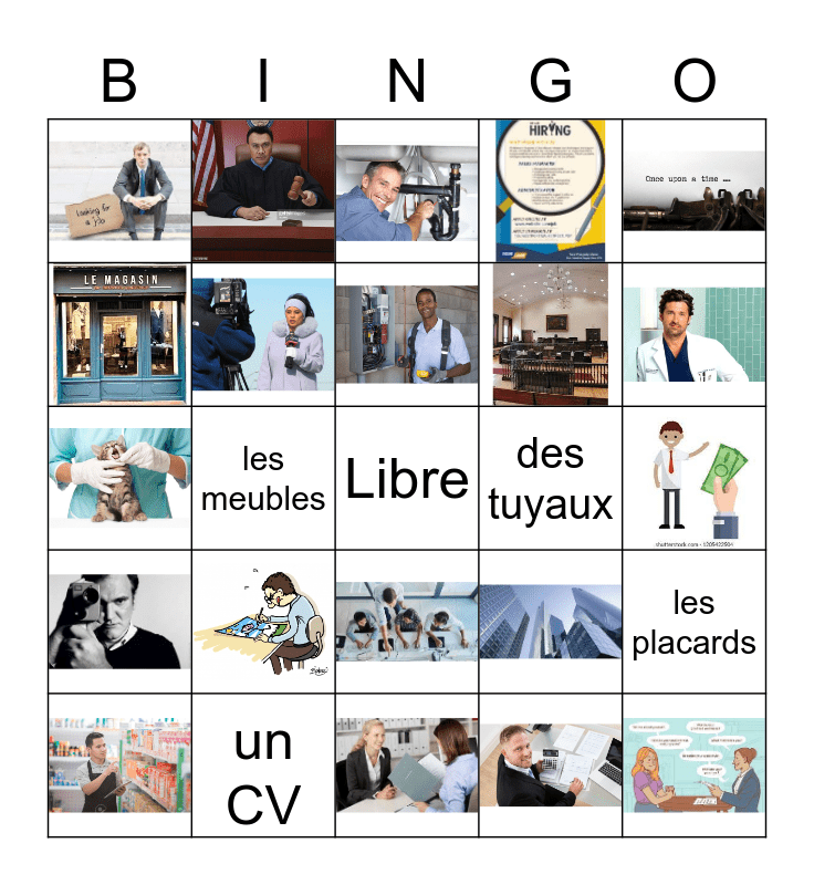 Les Métiers Bingo Card