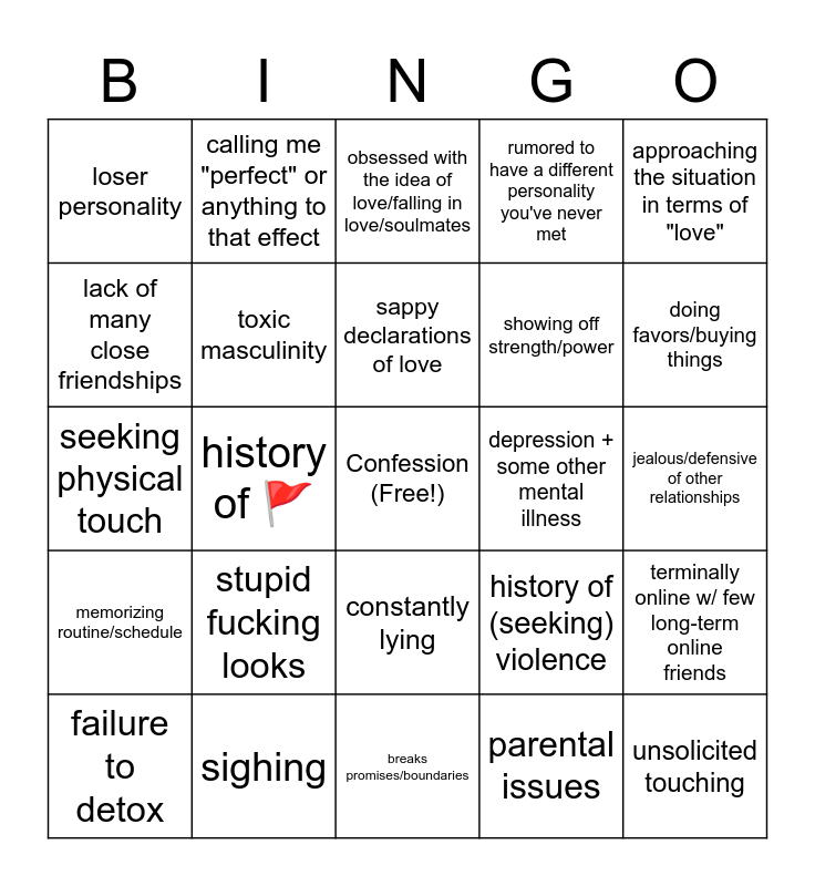 The Curse Bingo Card
