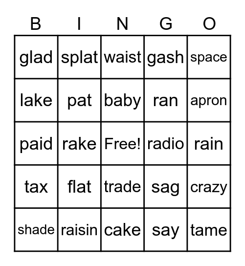 A Pattern Bingo Card