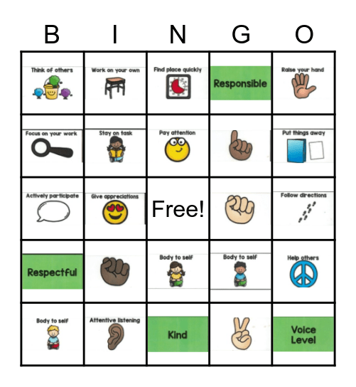 Behavior Bingo-PBIS Matrix Bingo Card