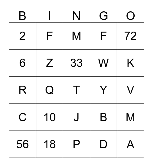 Untitled Bingomine Bingo Card