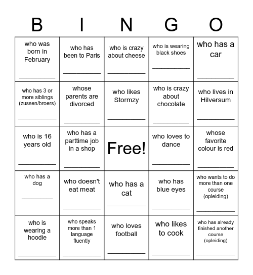 Find someone..... Bingo Card