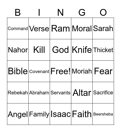 Genesis 22 Bingo Card
