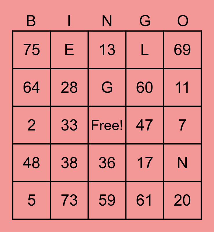 leng Bingo Card