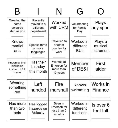 EMERSON Go Boldly Bingo Card EMERSON Go Boldly Bingo Card