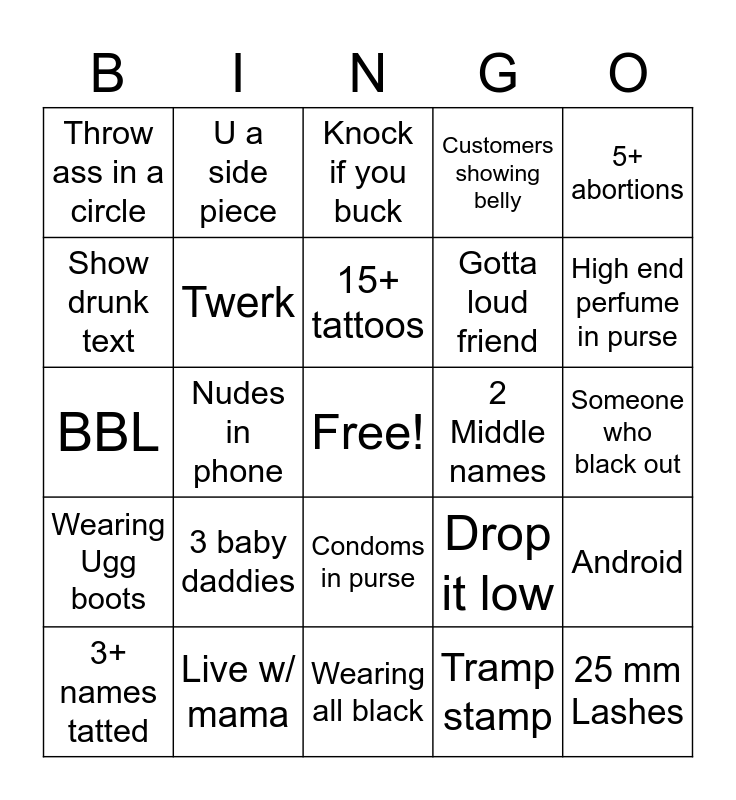 Ratchet Bingo Card