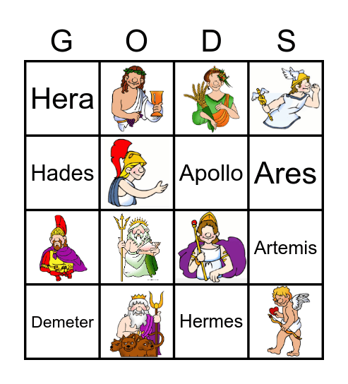Greek Mythology Bingo Card