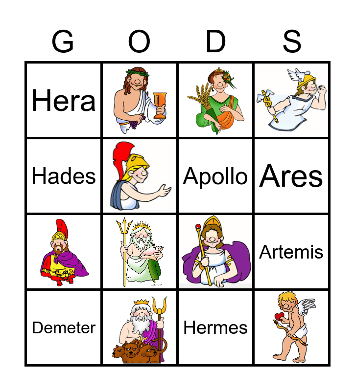 Greek Mythology Bingo Card