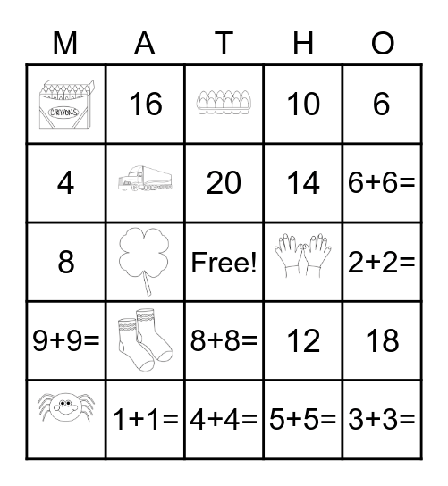 Double Fact MATHO Bingo Card