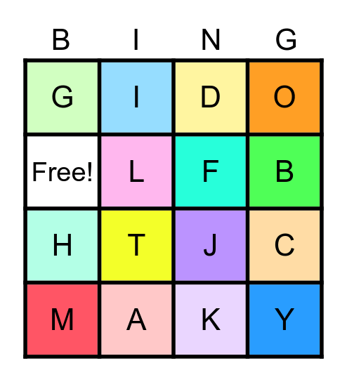 Letter Review Bingo Card