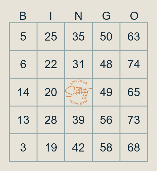 55 Seventy Bingo Card