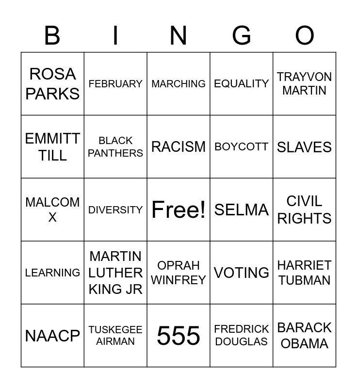 BLACK HISTORY Bingo Card