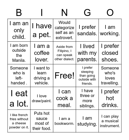 Diversity Bingo Card