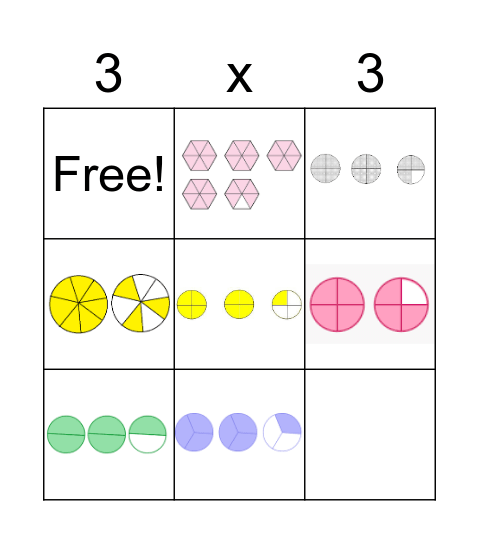 Mixed Number 3 in a row Bingo Card