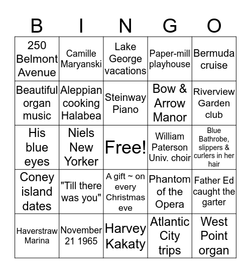 Congratulations Bingo Card