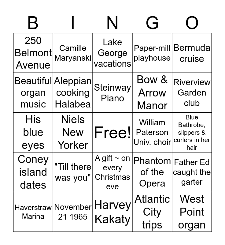 Congratulations Bingo Card