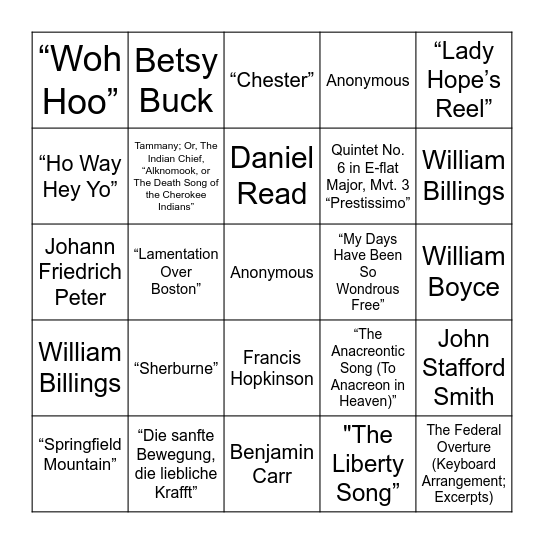Acdec music bingo Card