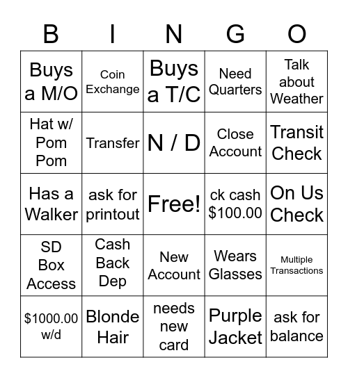 TELLER BINGO Untitled Bingo Card