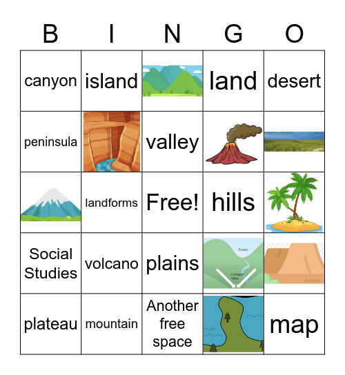 Landforms Bingo Card