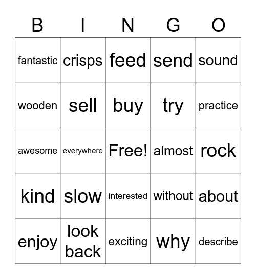 Bingo woordjes unit 4 1BK Bingo Card